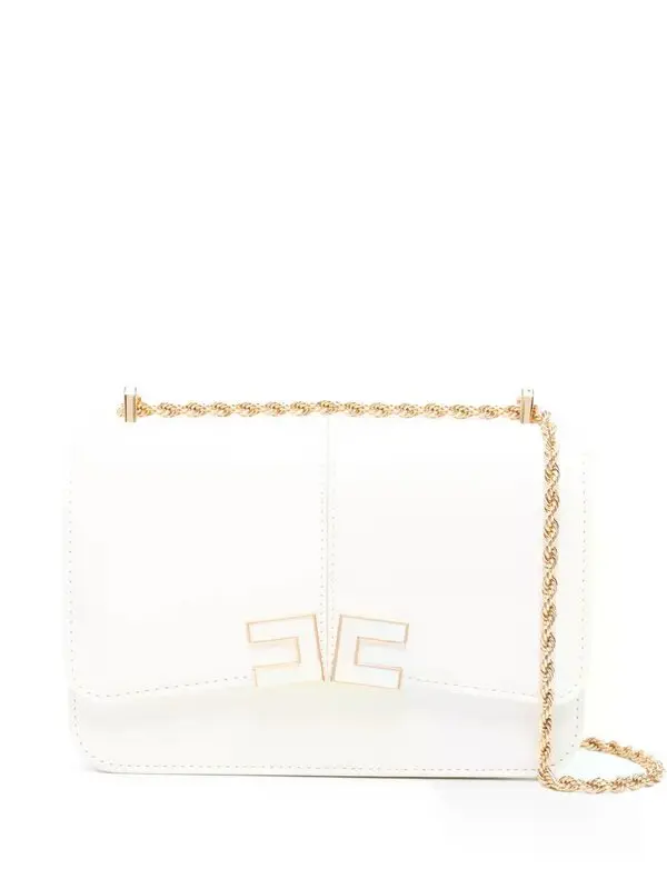 Elisabetta Franchi Logo Chain Mini Bag - White