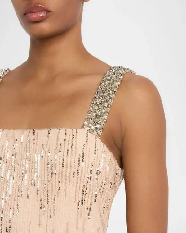 Halston Eila Bead & Sequin-embroidered Tulle Midi Dress