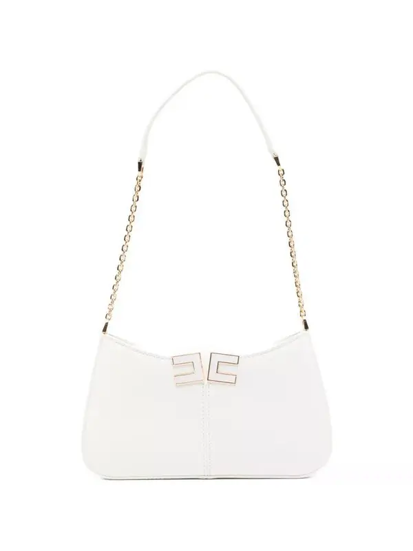 Elisabetta Franchi Logo Chain Shoulder Bag - Neutrals