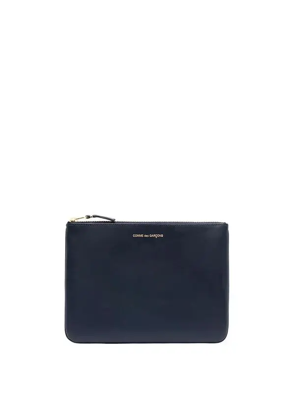 Comme Des Garçons Logo Print Zipped Purse - Blue