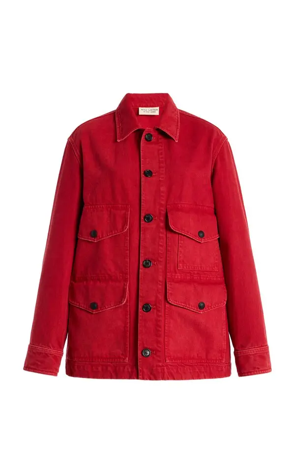 NILI LOTAN Cotton Twill Utility Jacket - Red