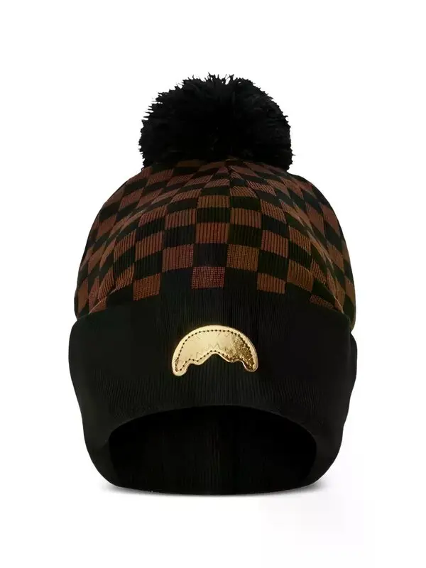 SPRAYGROUND Checkered Pattern Beanie Hat - Black