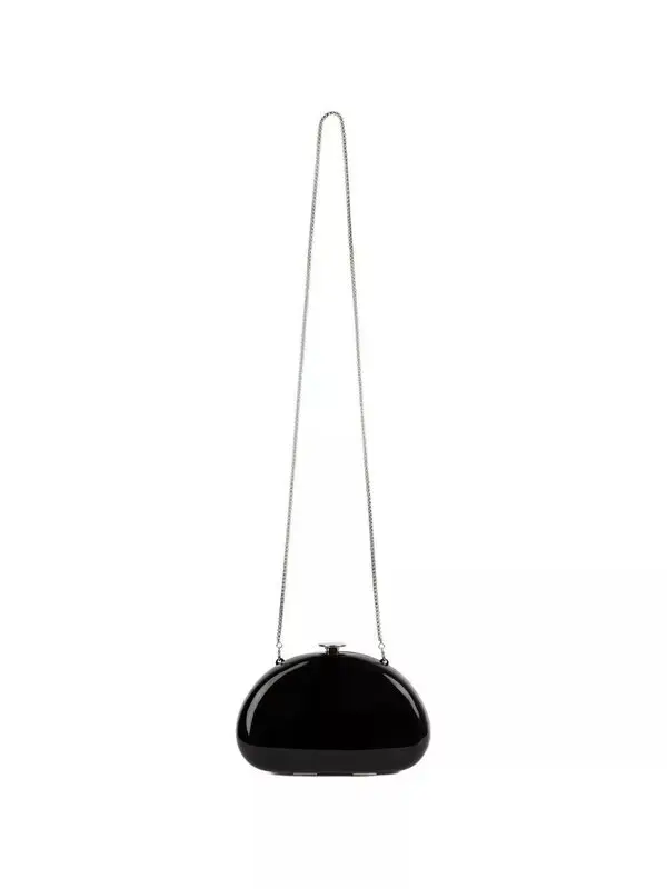 GEMY MAALOUF Glossy Clutch With Chain Strap - Black