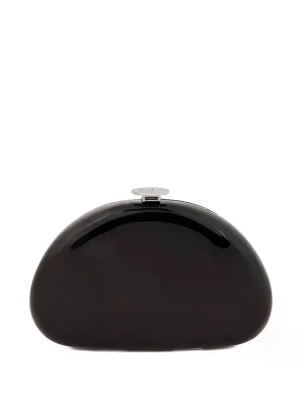 GEMY MAALOUF Glossy Clutch With Chain Strap - Black