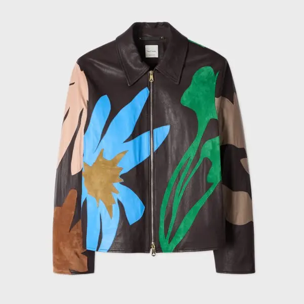 Paul Smith Floral Leather Jacket - Purple