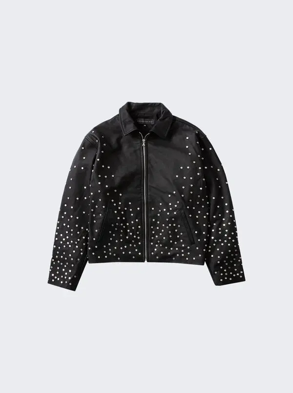 WHO DECIDES WAR BY EV BRAVADO Studded Leather Trucker Jacket