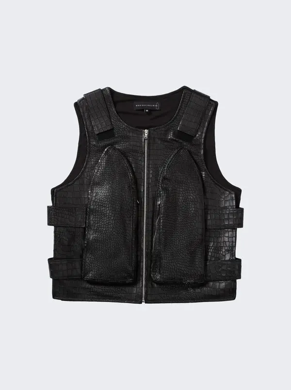 WHO DECIDES WAR BY EV BRAVADO Croc Bullet Point Leather Vest