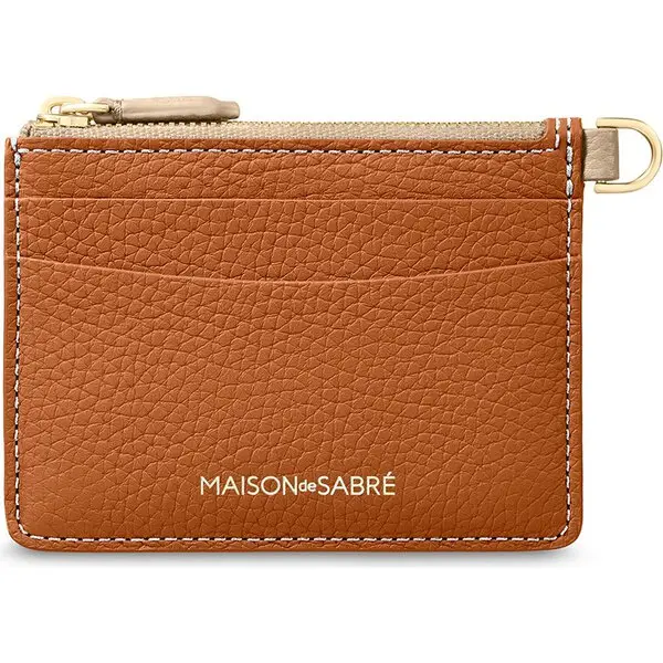 MAISON DE SABRE Leather Zipped Card Pouch - Pecan Nude
