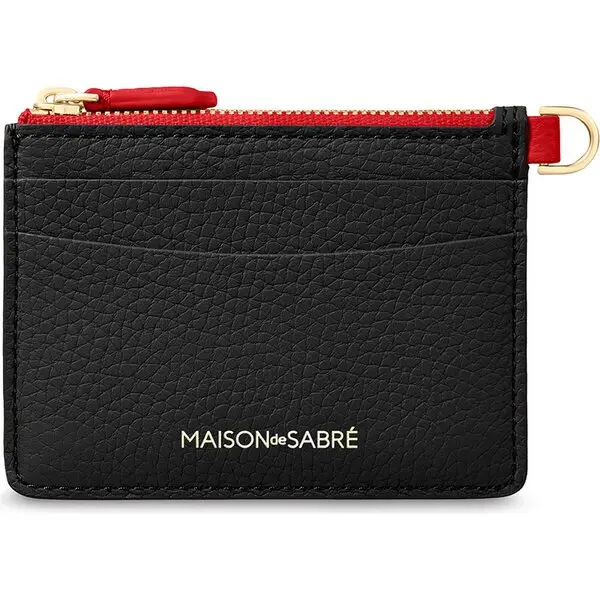 MAISON DE SABRE Leather Zipped Card Pouch - Rouge Noir
