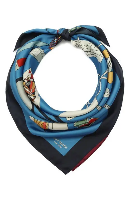 Kate Spade New York What's In My Bag Square Silk Scarf - Blue Multi