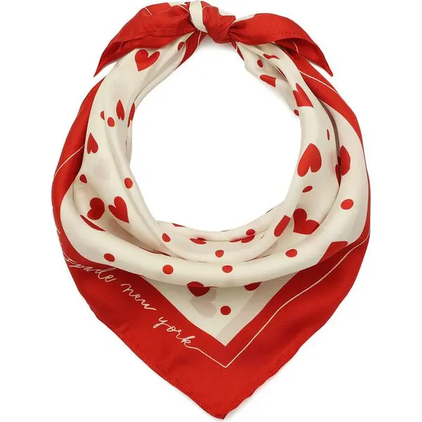 Kate Spade New York Heart Toss Silk Bandana - Red/cream