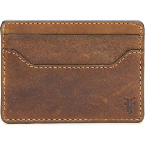 Frye Logan Leather Money Clip Card Case - Dark Brown