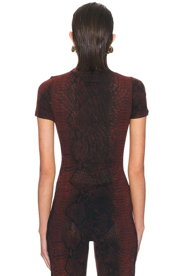 Jean Paul Gaultier Mesh Printed Python Baby Tee