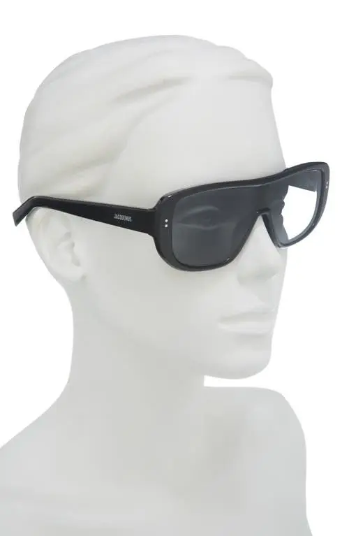 Jacquemus Polarized Shield Sunglasses - Black/silver/grey