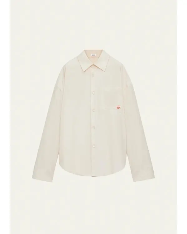 Loewe Embroidered Anagram Pocket Button-down Shirt - Ecru
