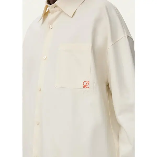 Loewe Embroidered Anagram Pocket Button-down Shirt - Ecru