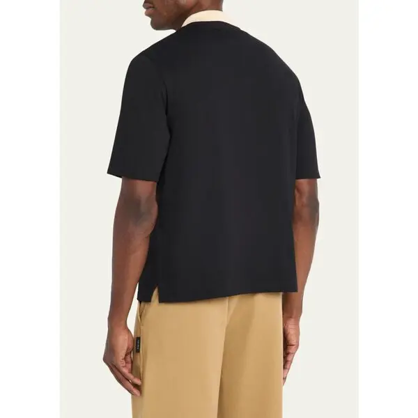 Valentino Garavani Inlaid V Cotton Polo Shirt With Panther Patch - Black
