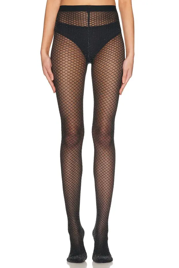 Wolford Shimmer Effect Tights - Black & Silver Lurex