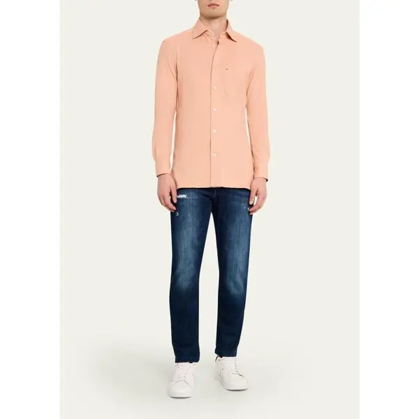 Kiton Nerano Cotton Pique Button-down Shirt