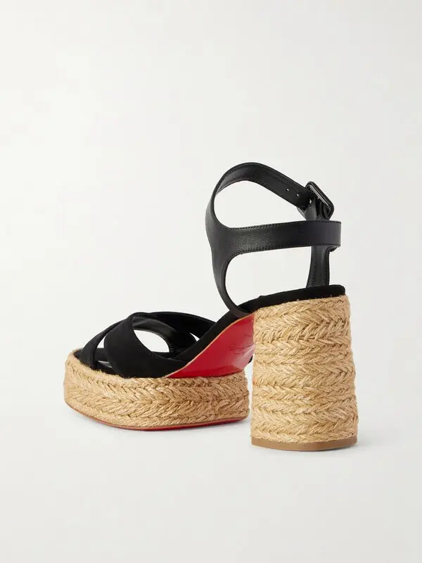 CHRISTIAN LOUBOUTIN Calakala 85 Leather And Suede Espadrille Platform Sandals