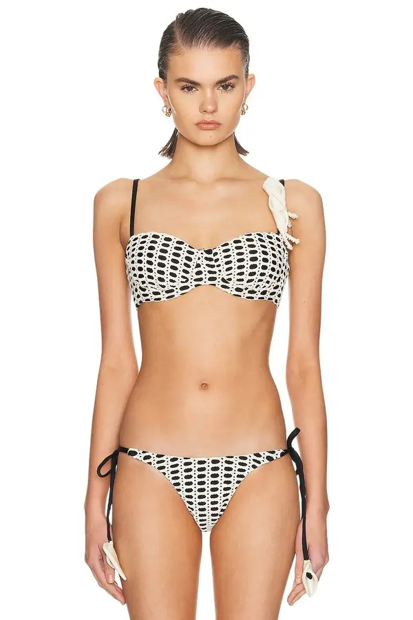 PatBO Selene Color Block Bikini Top - Black & Off White