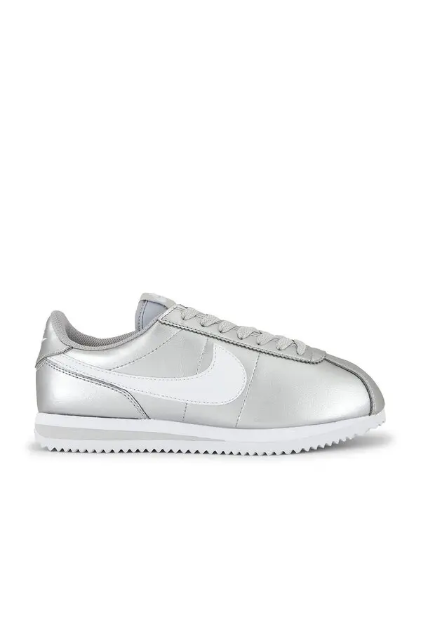 Nike Cortez Metallic Sneakers - Metallic Silver, White, & Grey Fog