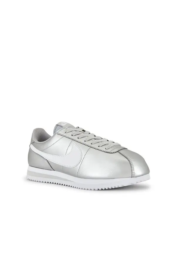 Nike Cortez Metallic Sneakers - Metallic Silver, White, & Grey Fog