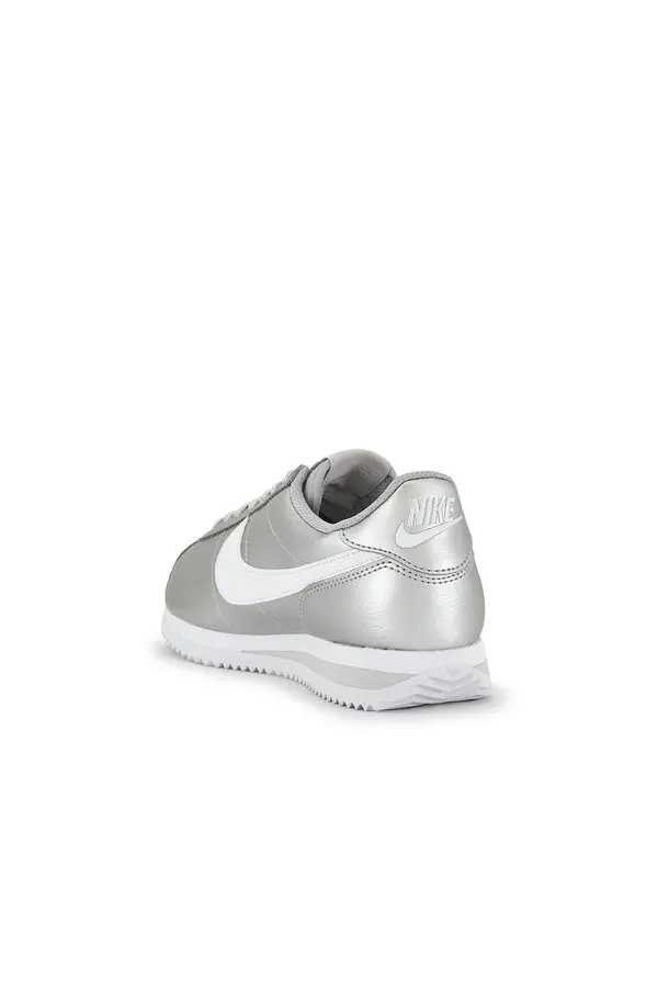 Nike Cortez Metallic Sneakers - Metallic Silver, White, & Grey Fog