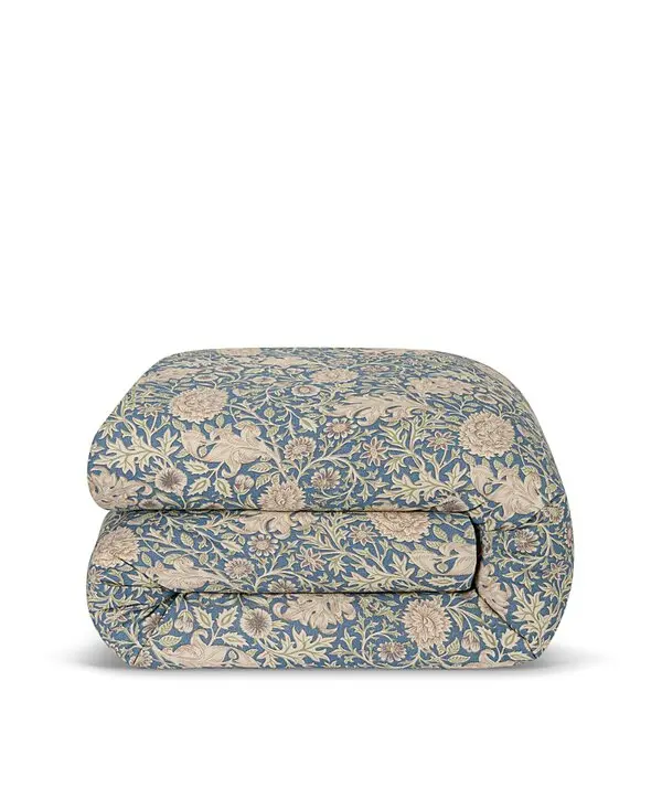 PIGLET IN BED Morris & Co Double Bough Linen Blend Duvet Cover, King - Webbs Blue/parchment