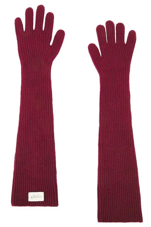 Comme Si Cashmere Long Gloves - Maroon