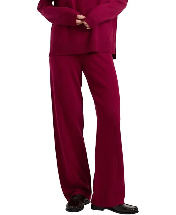 Chinti & Parker Wool Cashmere Wide Leg Track Pants - Cherry