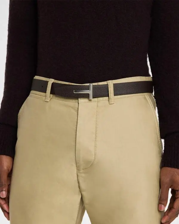 TOM FORD Reversible Grained Leather Belt With T-buckle