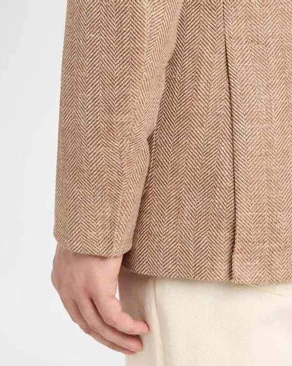 Brunello Cucinelli Apos;s Wool, Silk And Linen Herringbone Suit Jacket