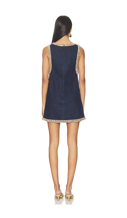 Retrofete Dorte Denim Dress With Rhinestone Trims
