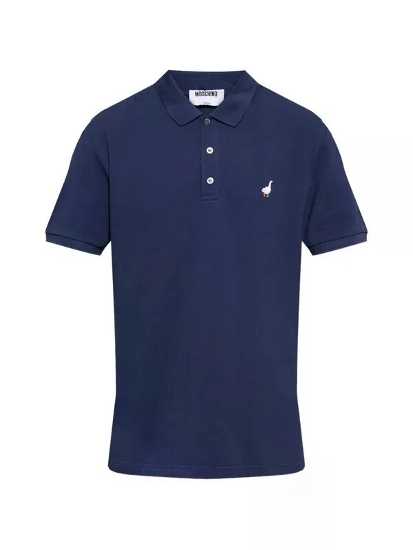 Moschino Short-sleeve Embroidered Polo Shirt - Blue