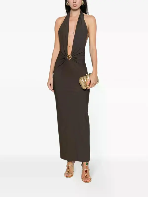 Christopher Esber Ruched Halterneck Midi Dress