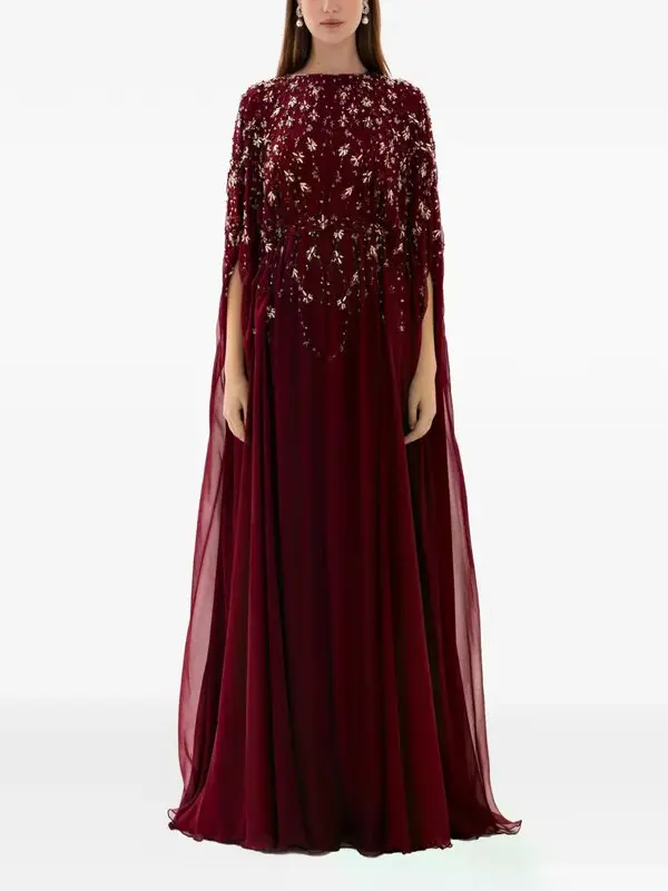 DINA MELWANI Beaded Cape Dress