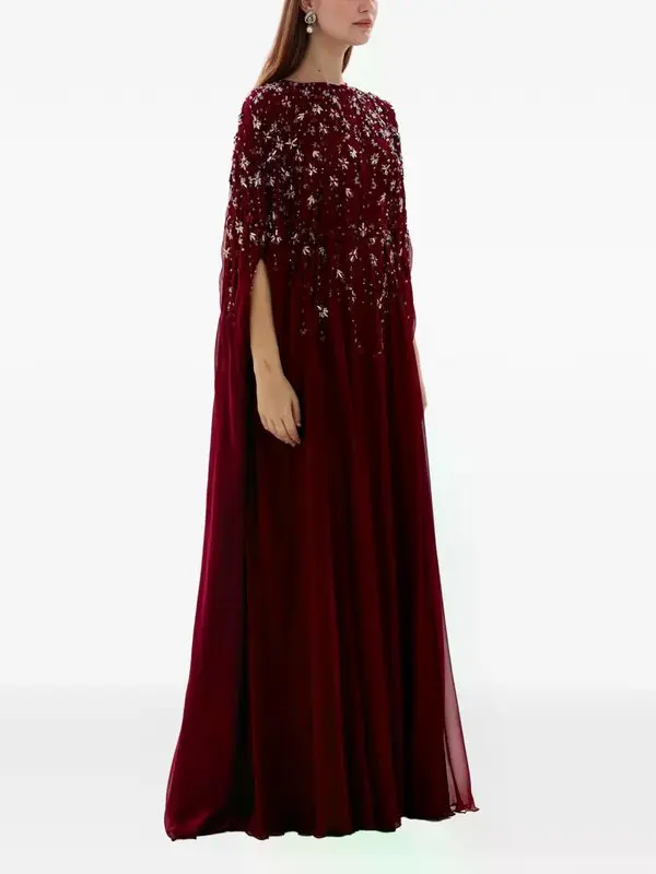 DINA MELWANI Beaded Cape Dress