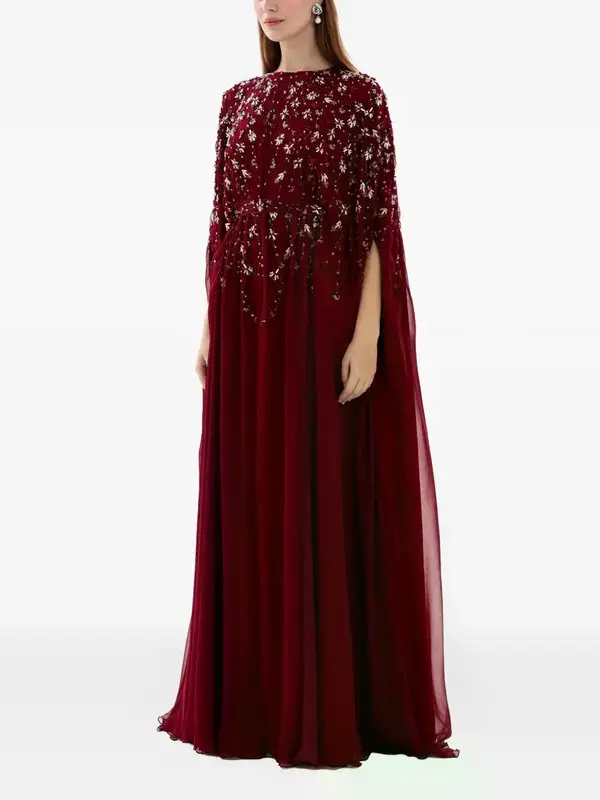 DINA MELWANI Beaded Cape Dress