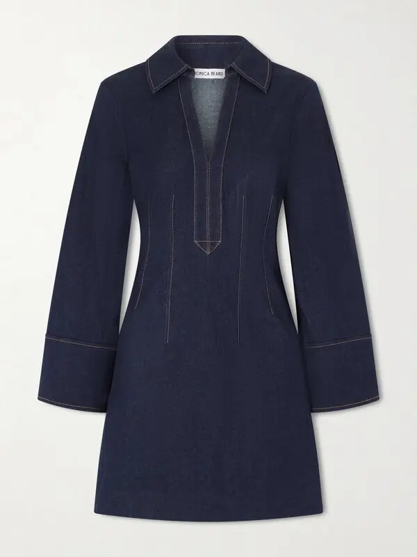Veronica Beard Raymond Denim Mini Shirt Dress