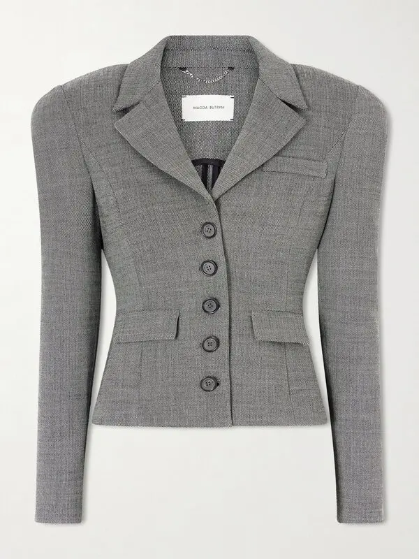 Magda Butrym Cropped Stretch-wool Blazer - Gray