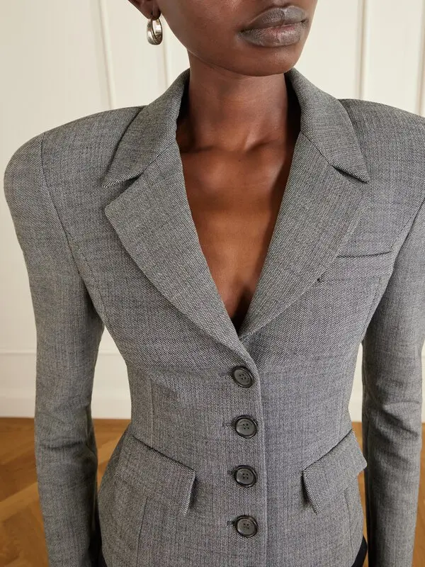 Magda Butrym Cropped Stretch-wool Blazer - Gray