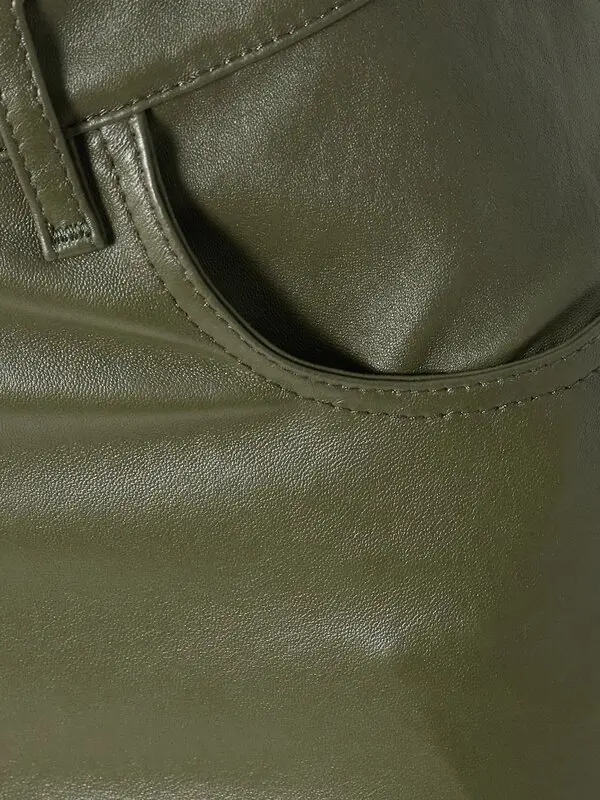 JOSEPH Duke Cropped Leather Flared Pants - Green