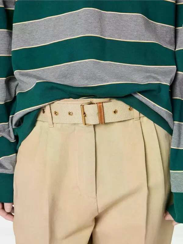 Miu Miu Striped Logo-patch Sweatshirt - Green