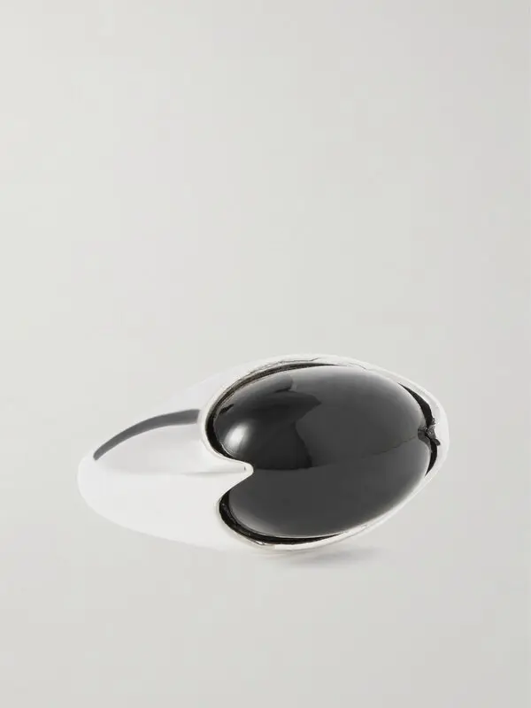 LOREN STEWART Orb Sterling Silver And Agate Ring - Black