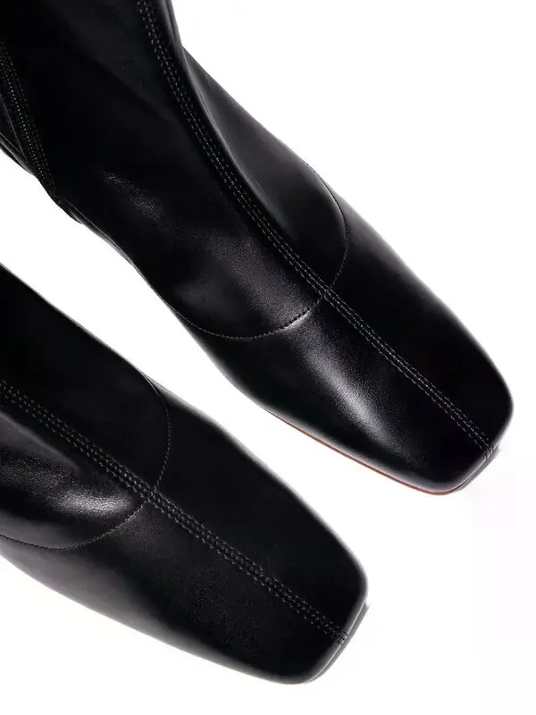 By Far Este Leather Ankle Boots - Black