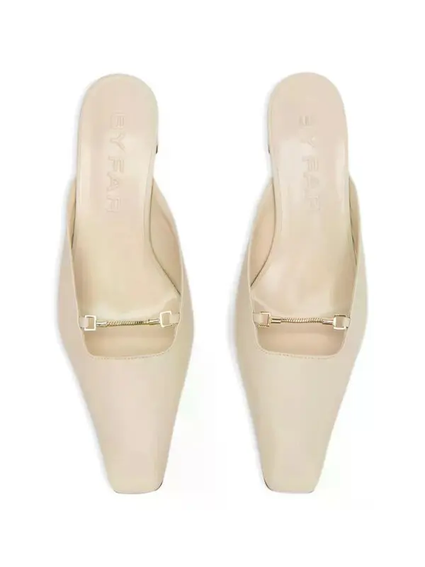 By Far Leda Sculpted Chain Leather Mules - White
