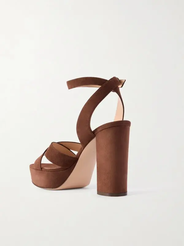GIANVITO ROSSI Sabrina 70 Suede Platform Sandals - Brown
