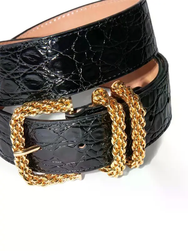 By Far Croco-embossed Leather Belt
