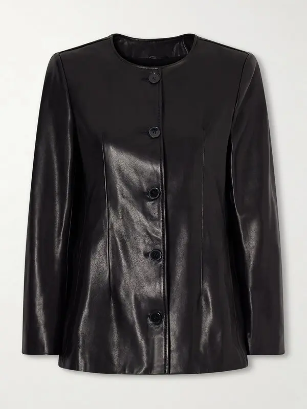 Nour Hammour Maud Paneled Leather Jacket - Black